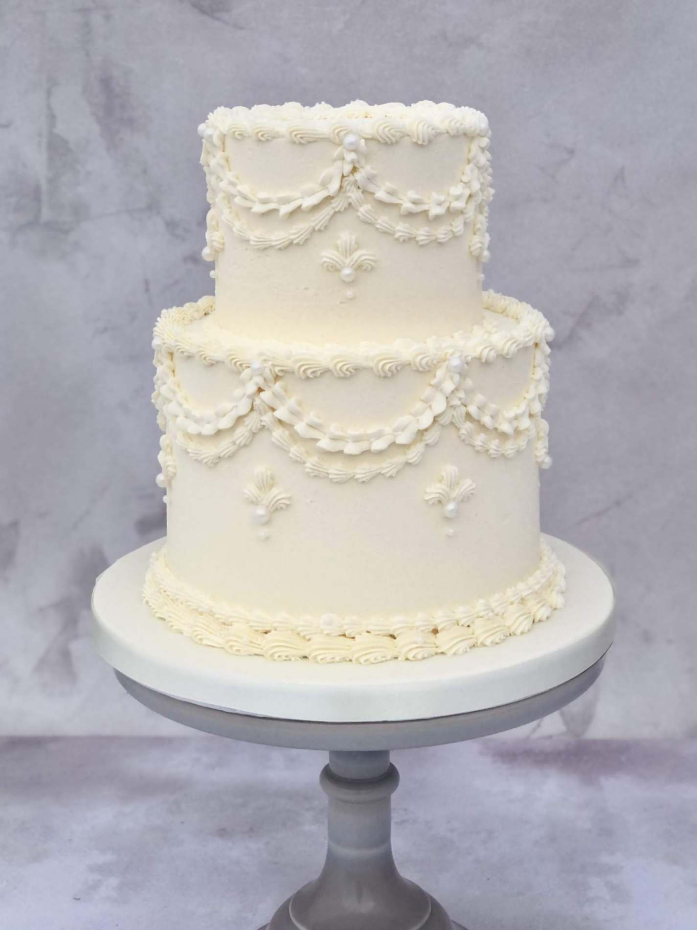 Ivory Ruffle Cake 2 Tier | Wedding Cakes