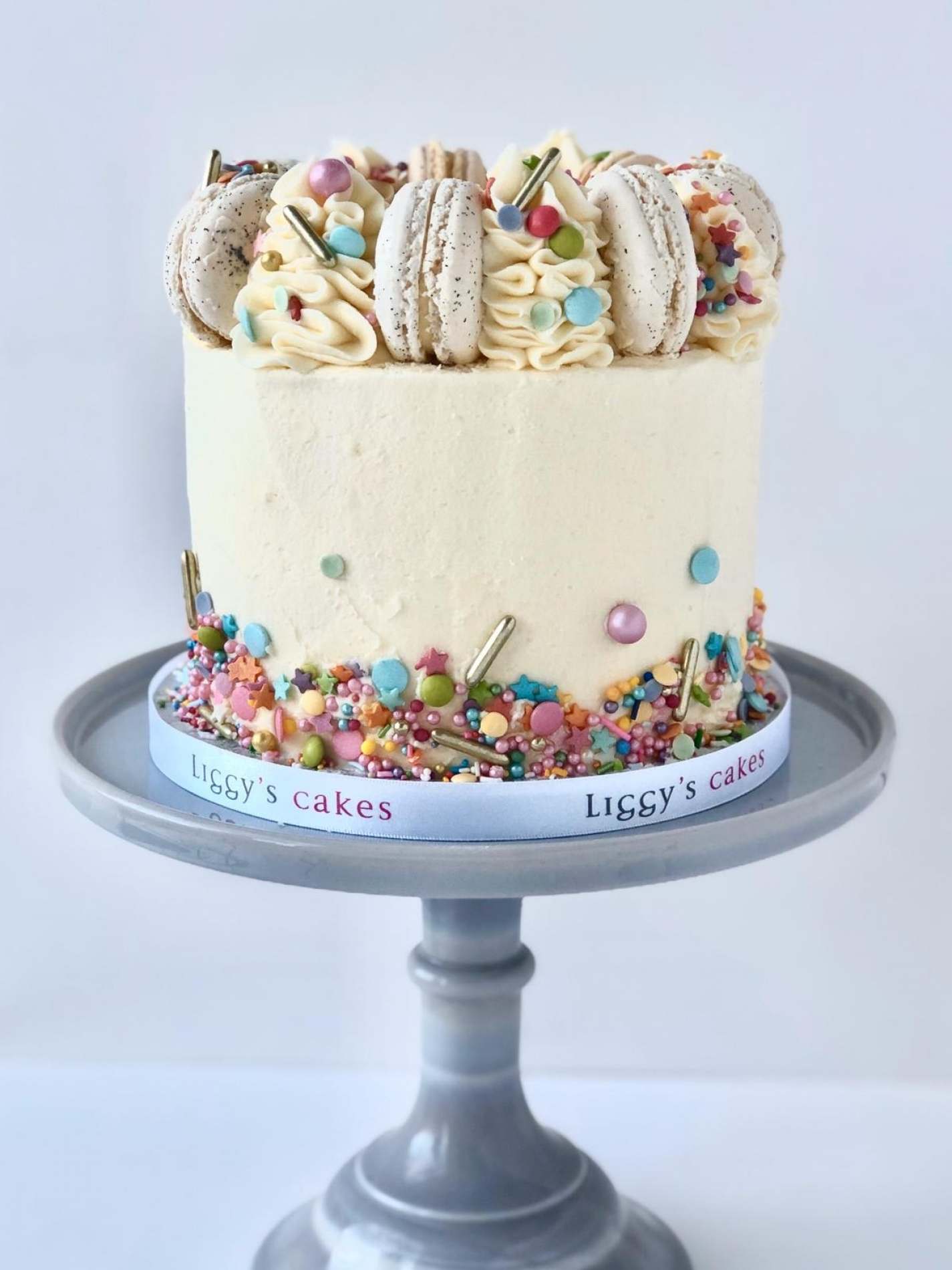 Colourful Confetti Macaron Layer Cake | Birthdays