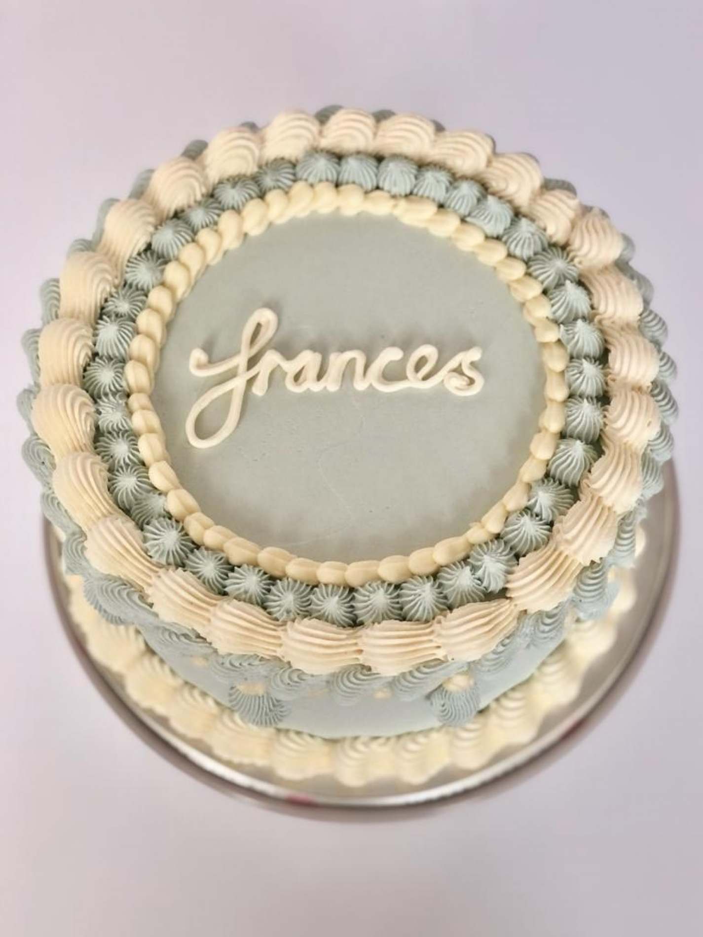 Retro Baby Blue Buttercream Cake | Birthday