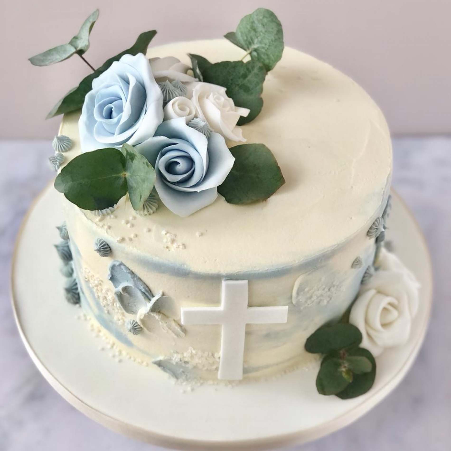 Blue Claude Religious Cake | New baby