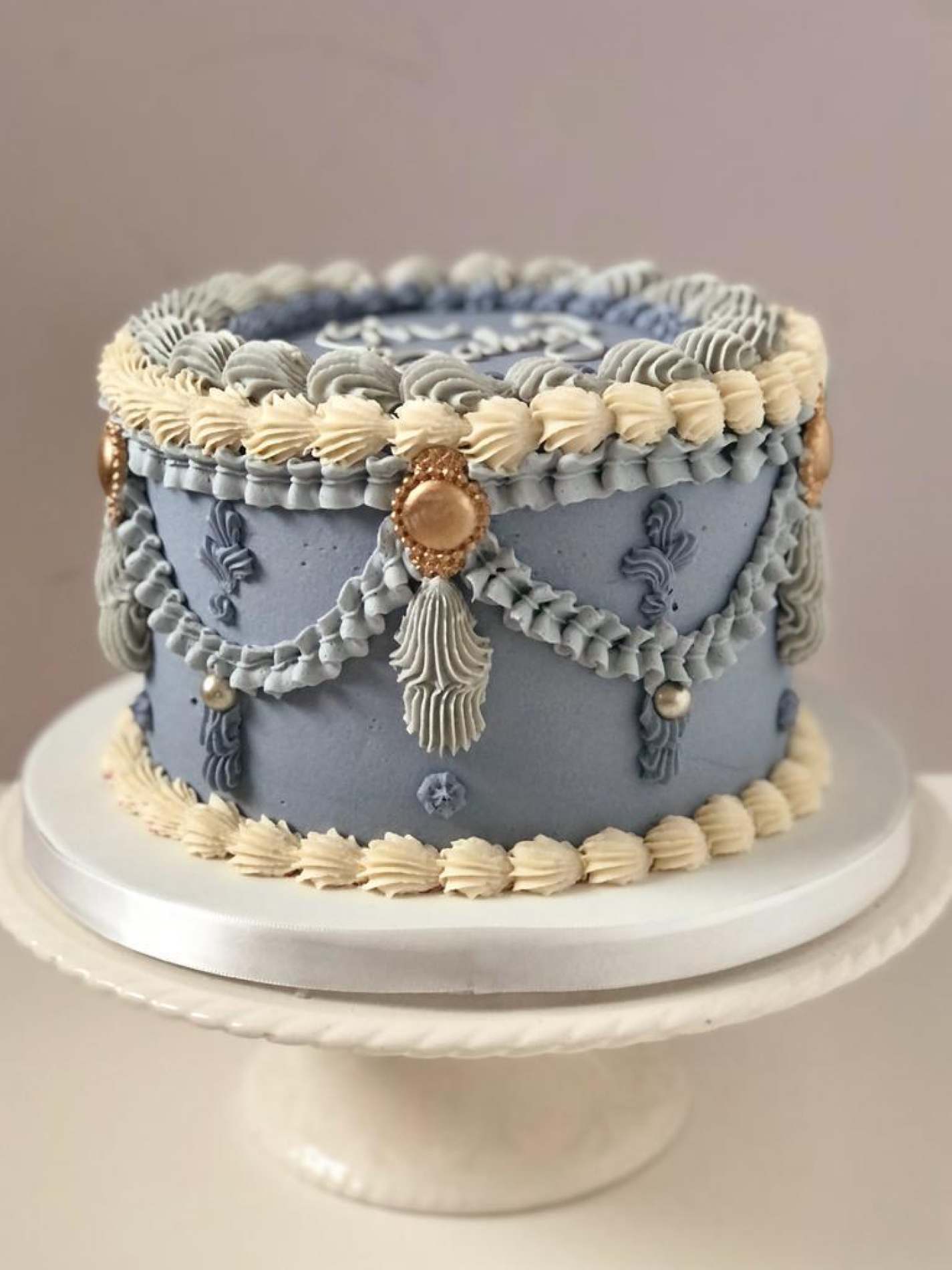 Retro Baby Blue Buttercream Cake | Birthday