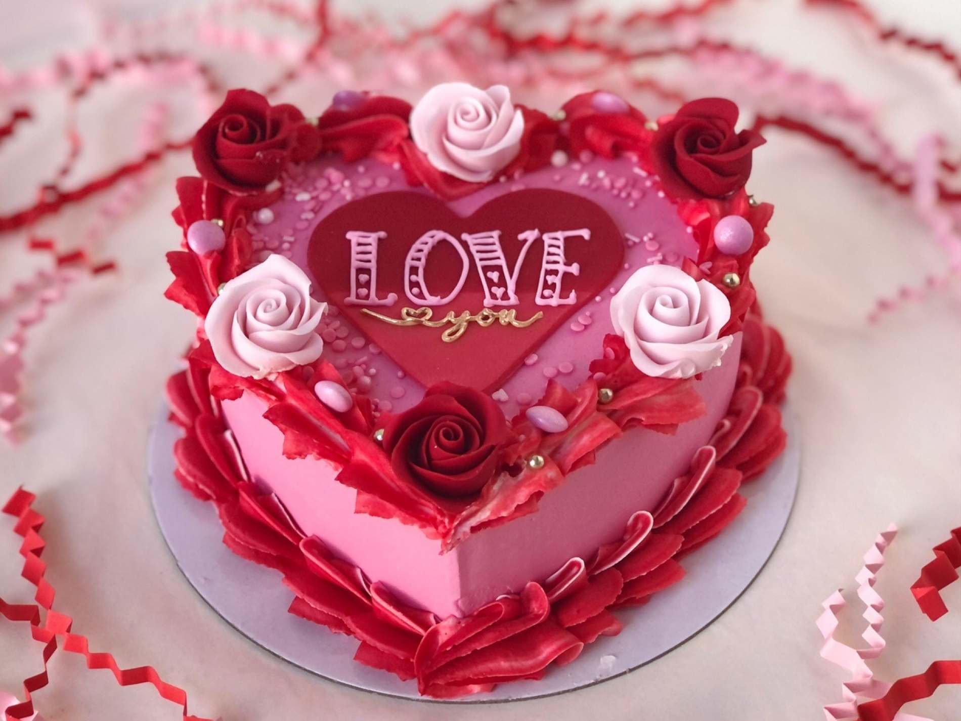 Retro Little Love Heart Hot Pink Valentines