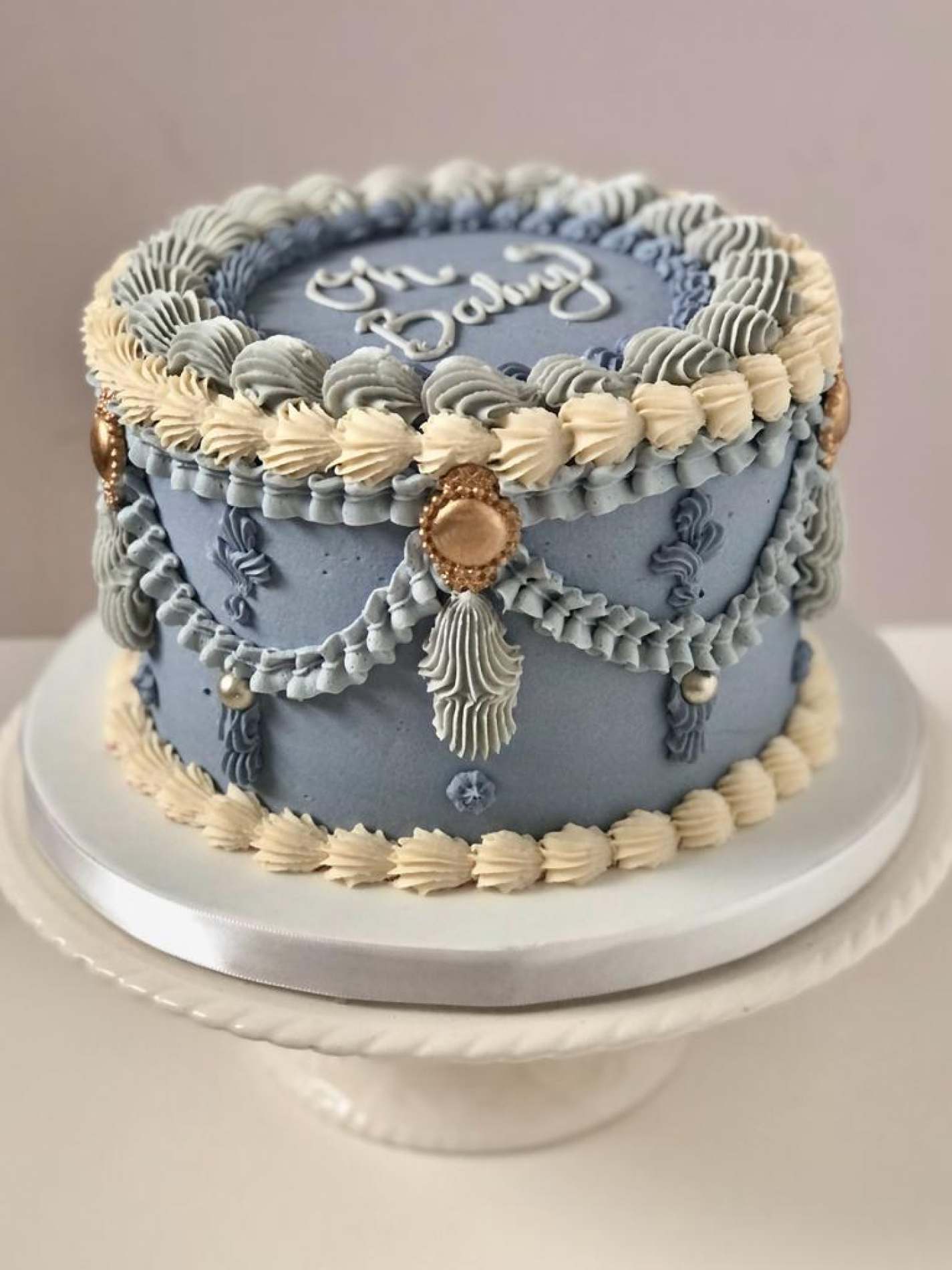 Retro Baby Blue Buttercream Cake | Birthday