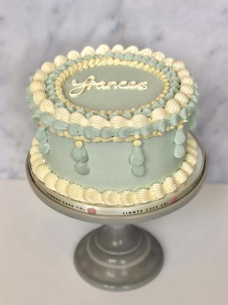 Retro Baby Blue Buttercream Cake | Birthday