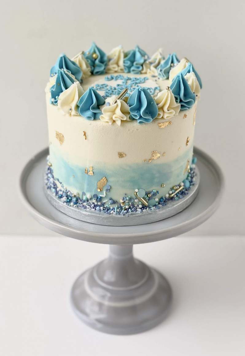 Blue and Gold Sprinkles Layer Cake | Birthdays