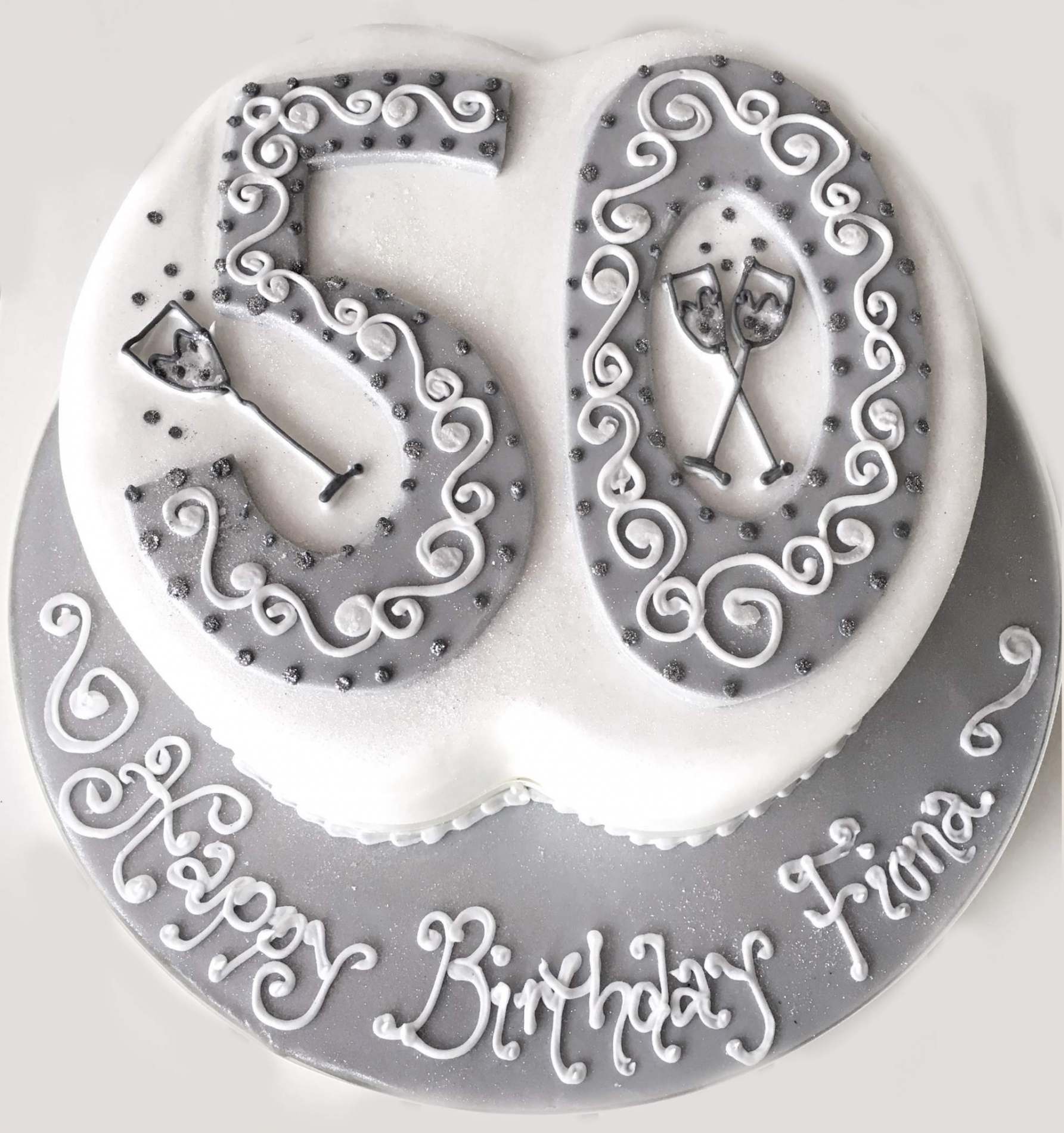 Silver Number Champagne Cake | Birthday Cakes